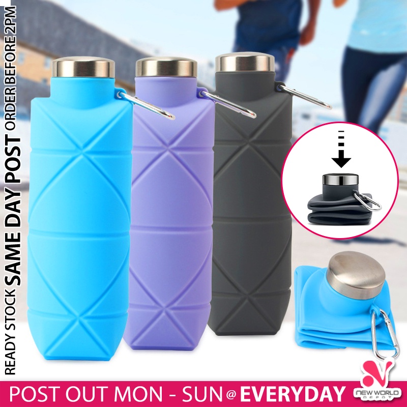 𝗖𝗢𝗟𝗟𝗔𝗣𝗦𝗜𝗕𝗟𝗘 》 700ml Foldable Silicone Water Bottle Portable Sports ...