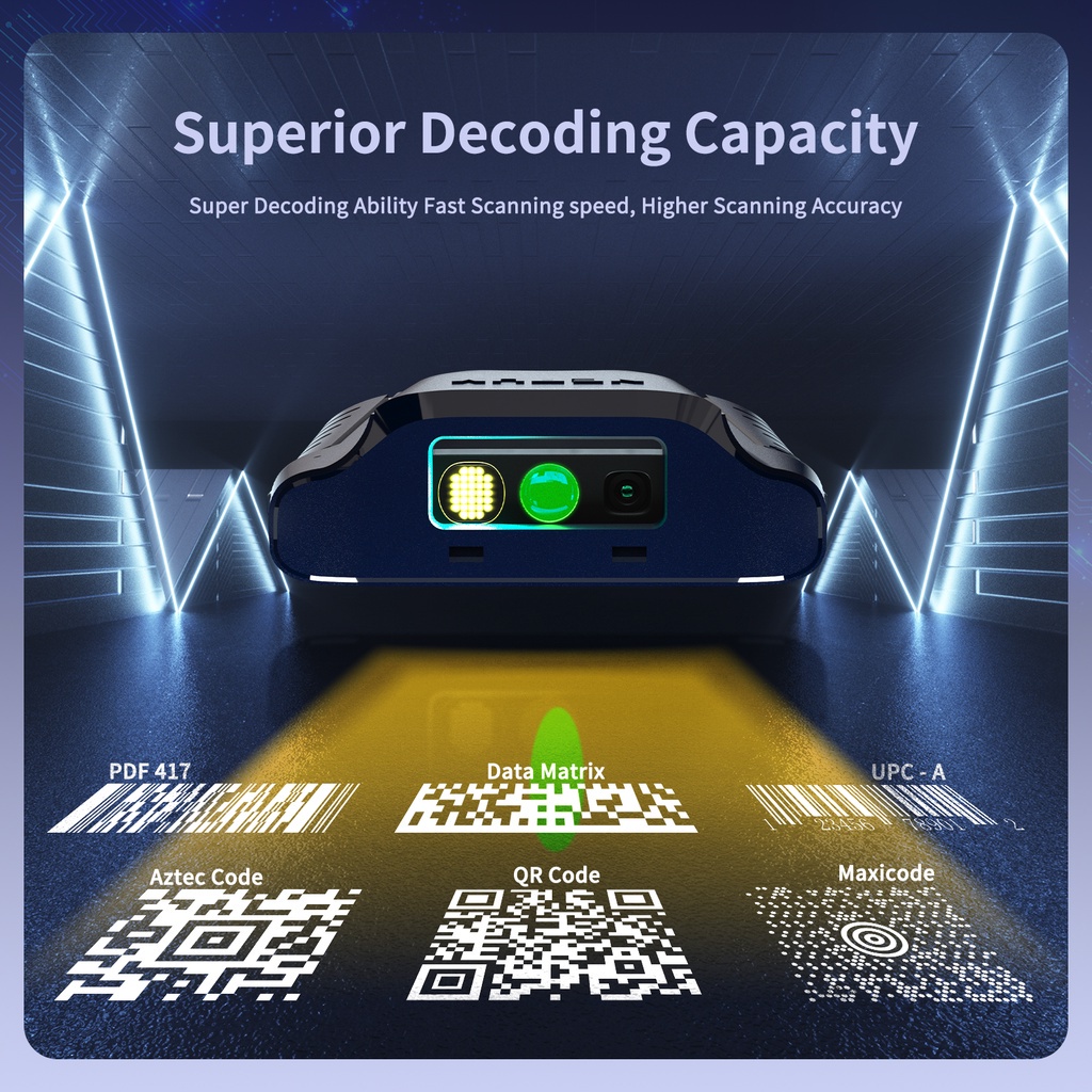 NETUM E800 Wireless Barcode Scanner Heavy Duty Backclip 1D 2D QR Code ...