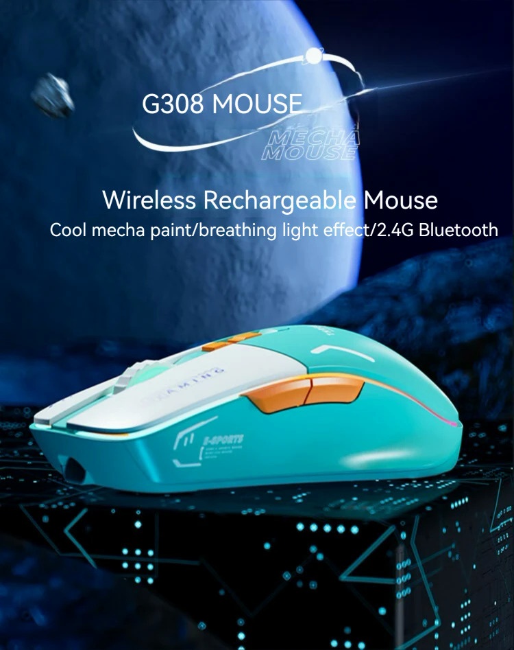 EWEADN G308 2.4G Wireless Mouse Rechargeable RGB Lights Silent ...