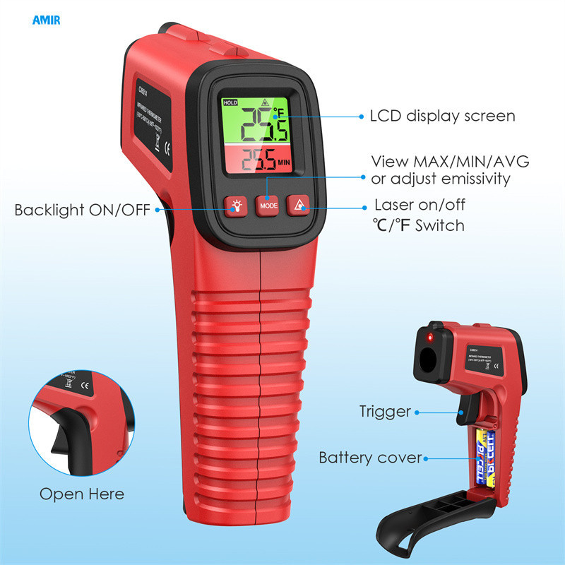 AMIR Digital Infrared Meat Thermometer -50℃-550℃ Food Thermometer ...