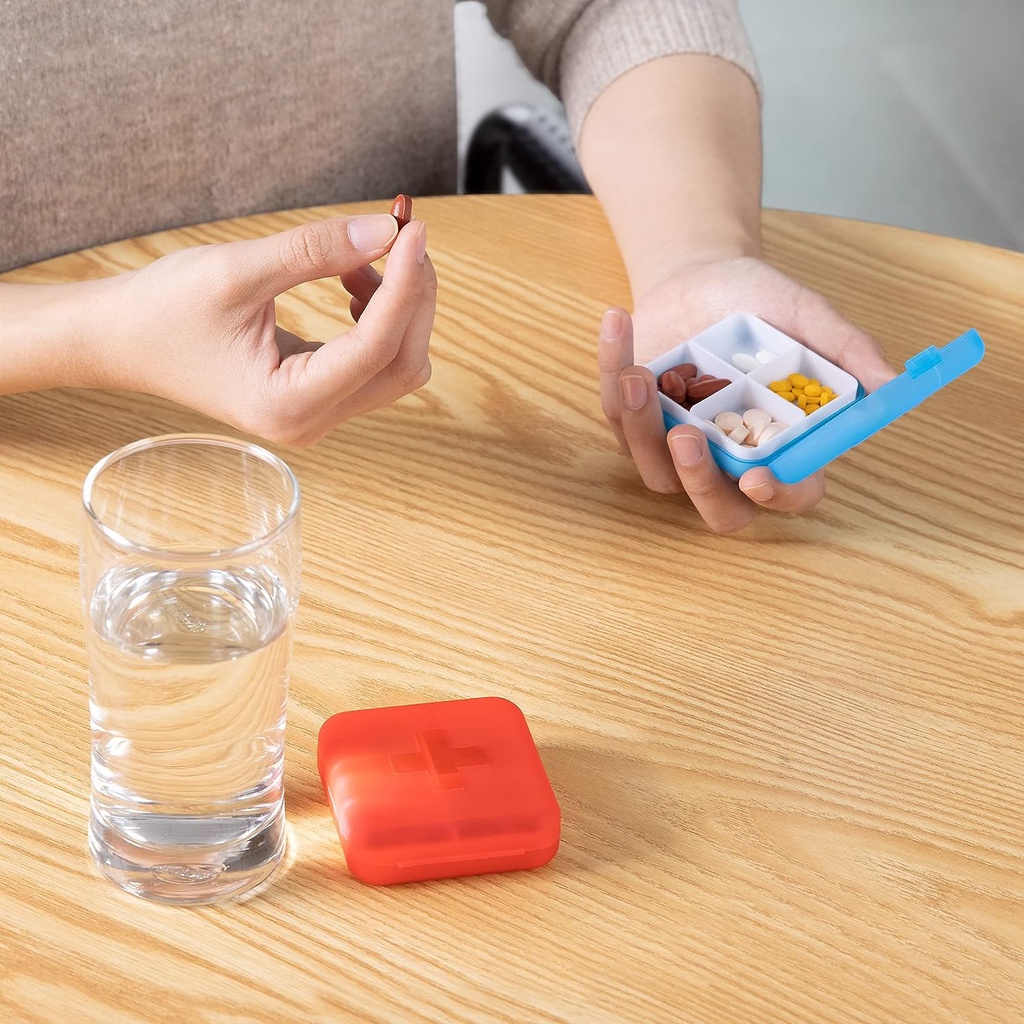 4 Slots Medicine Pill Box Case Portable Travel Compartment Mini Plastic ...