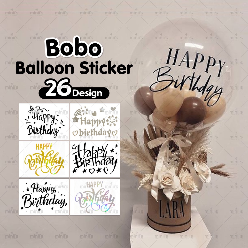 MINIIS PARTY Happy Birthday Sticker Bobo Balloon Bobo Sticker Belon ...