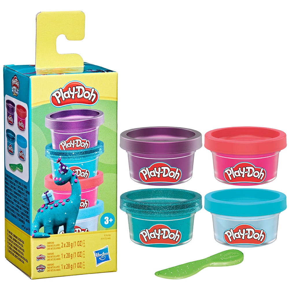 Play-Doh Dino Mini Color 4-Pack of Modeling Compound with Glitter and ...