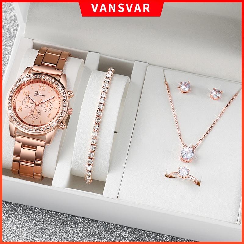 Geneva Women Watches Fashion Rhinestone Stainless Steel Band Quartz