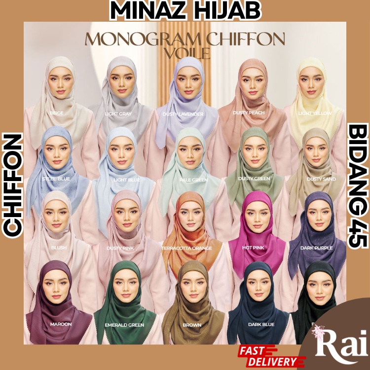 𝐌𝐈𝐍𝐀𝐙 𝐇𝐈𝐉𝐀𝐁 Monogram Plain Series - Minaz Hijab Plain | Shopee Malaysia