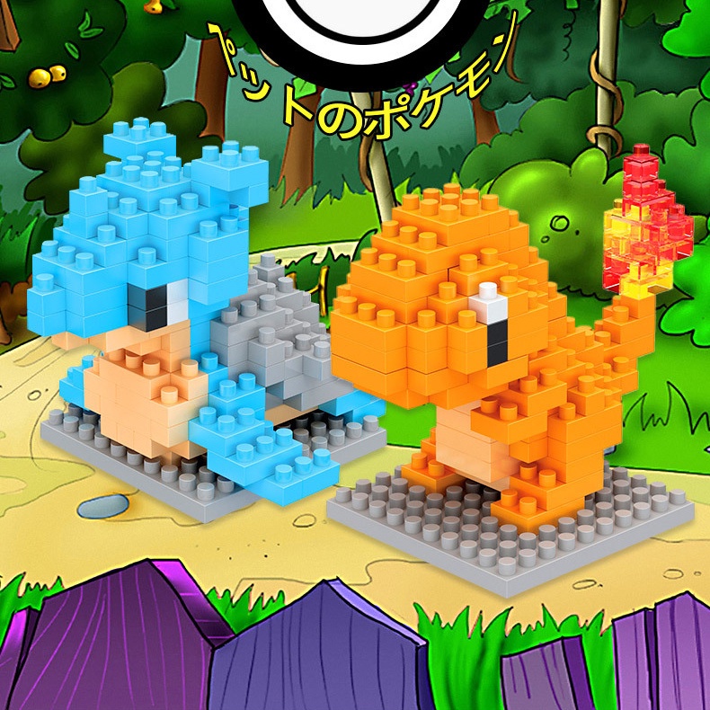 Pokemon DIY Mini Building Block Pikachu Character Johnny Turtle Model ...