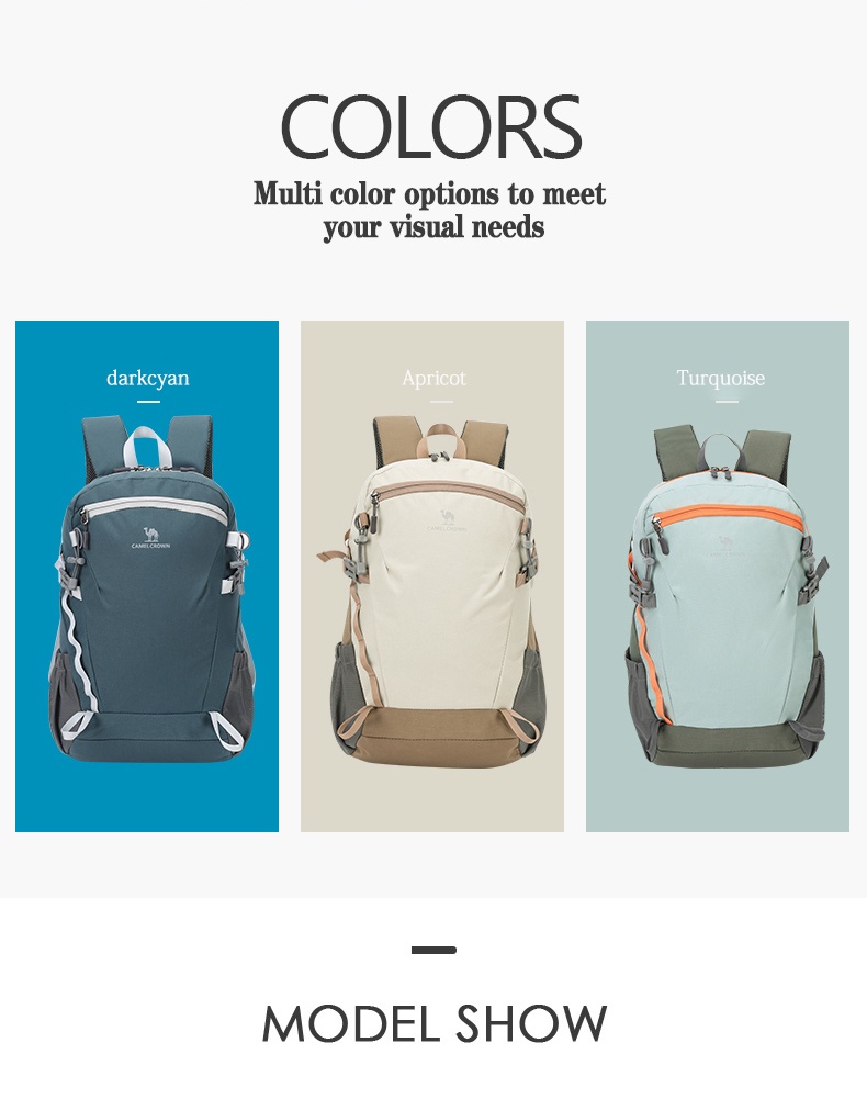 CAMEL CROWN Outdoor 18L Waterproof Backpack, Waterproof Travel Bag, Lightweight School Bag ...