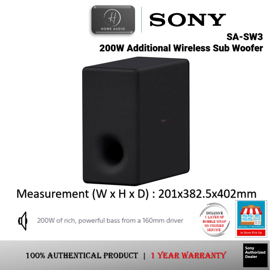 Sony SASW3 200W Additional Wireless Subwoofer With Omnidirectional ...