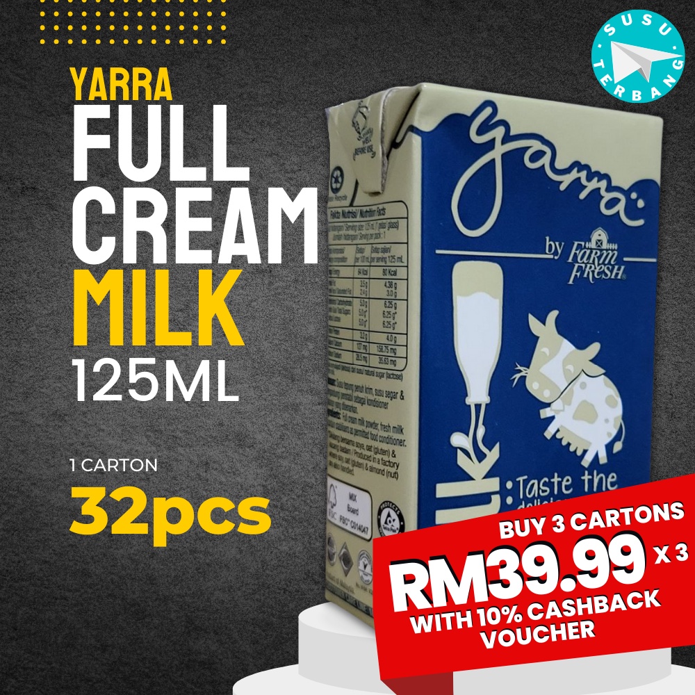 CARTON | 32pcs Yarra Full Cream UHT 125ML (Susu Penuh Krim) by Farm ...