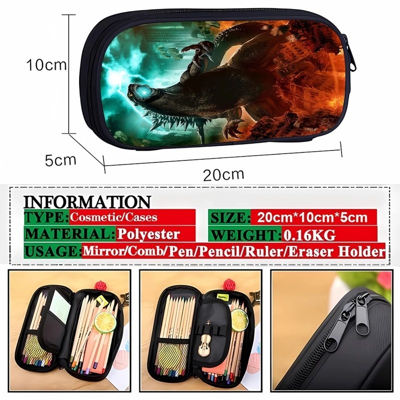 Godzilla King Kong Pencil Case Office and School supplies Anime cartoon ...