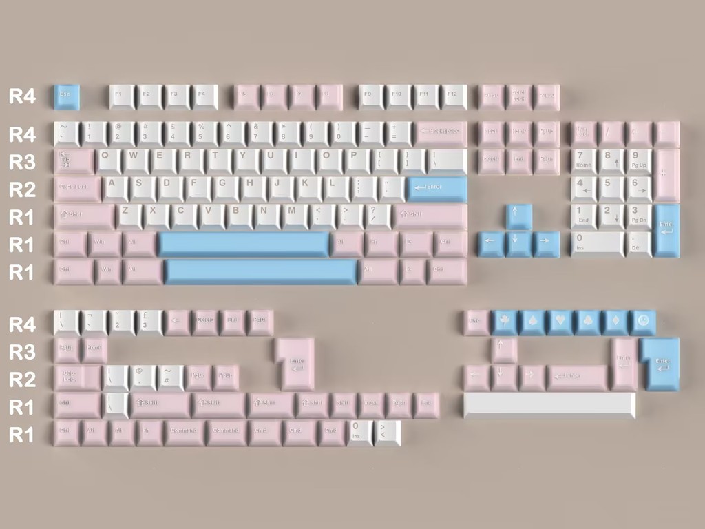 Yongqiu Translucnet keycaps Blue Pink Double Shot ABS+PBT Cherry ...