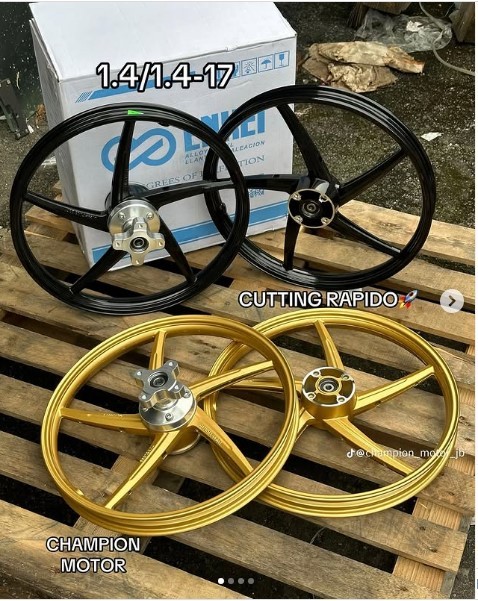 ENKEI RAPIDO 5BATANG CUSTOM SPORT RIM 1.4/1.4 1.6/1.6 GOLD BLACK Y15 Y16 SIAP BEARING SIAP BUSH ...