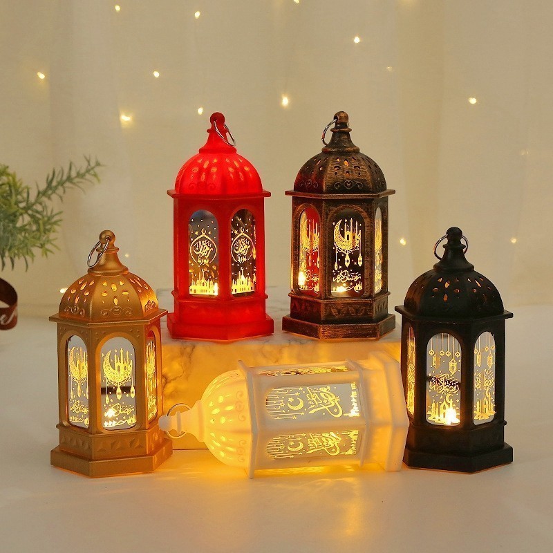 Hari Raya Night Light Retro Ramadan Candle Lamps Castle Printed Lights ...