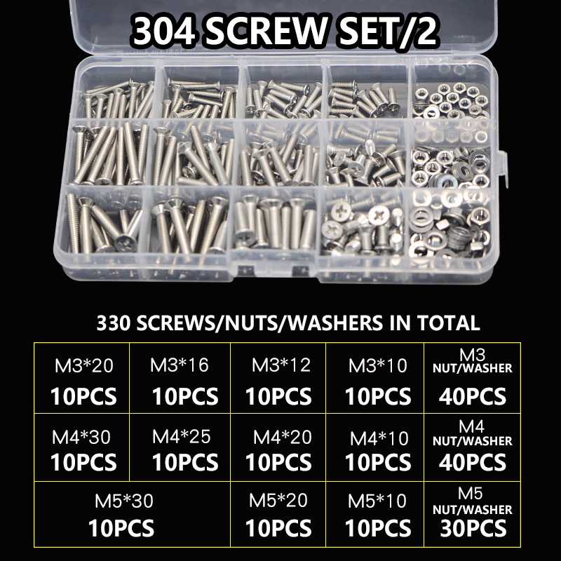 Stainless Steel Screw Nut Set Household Accessories Countersunk Head ...