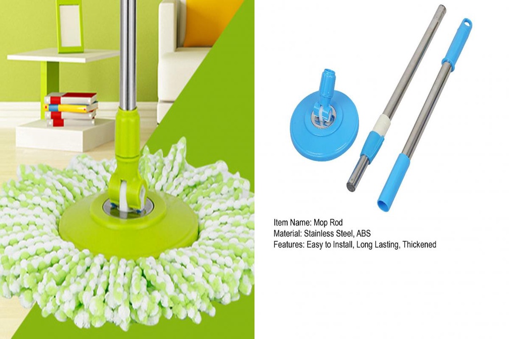 [CF] 1 Set Mop Rod Hangable Built-in Spiral Shaft Easy to Install Spin ...