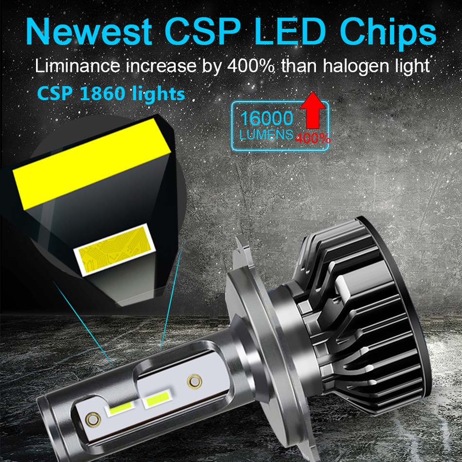1 Pair CSP Car LED Headlight Bulbs H4 H7 H8 H10 9012 H11 H27 9005 HB3 ...