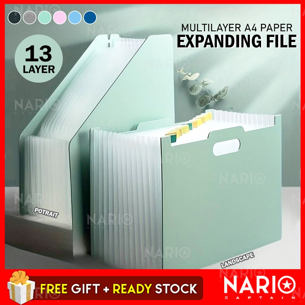 NARIO Multilayer Expanding File Folder A4 Size File Organizer Box ...