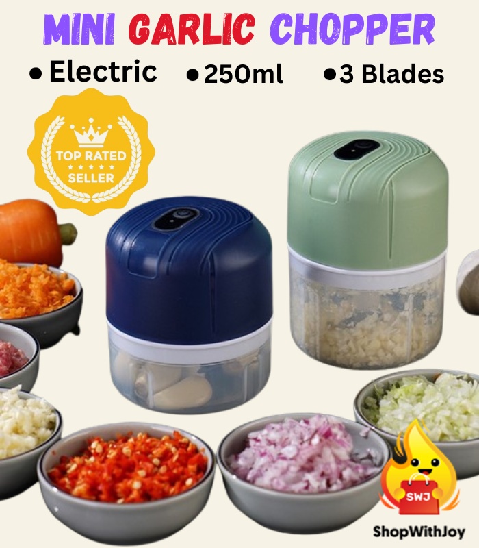 【ShopWithJoy】Electric Mini Blender Garlic Chopper Food Garlic Crusher ...