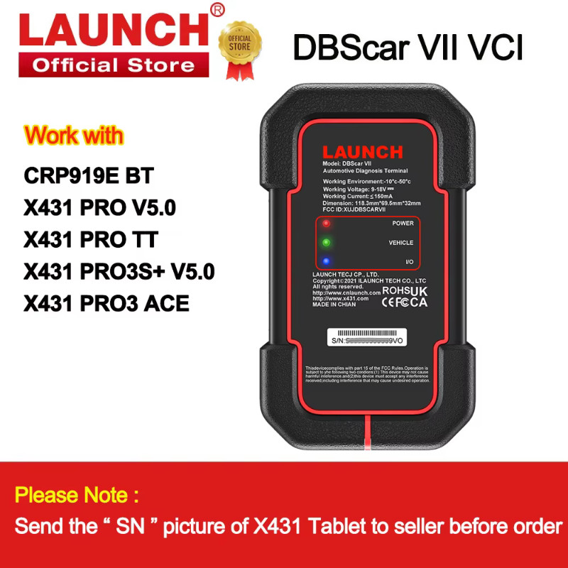 LAUNCH X431 DBScar VII VCI support work with CRP919E BT/ X431 PRO V5.0/ PRO TT/ PRO3S+ V5.0 ...