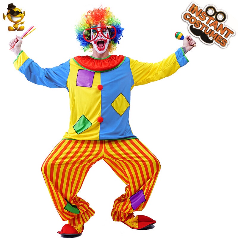 Adult Circus Clown Mask Joker Set Clown Cloting Halloween Carnival ...