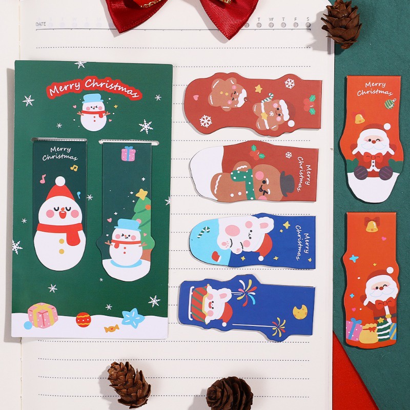 Cartoon Cute Christmas Magnet Bookmarks / Kawaii Santa Claus Snowman ...