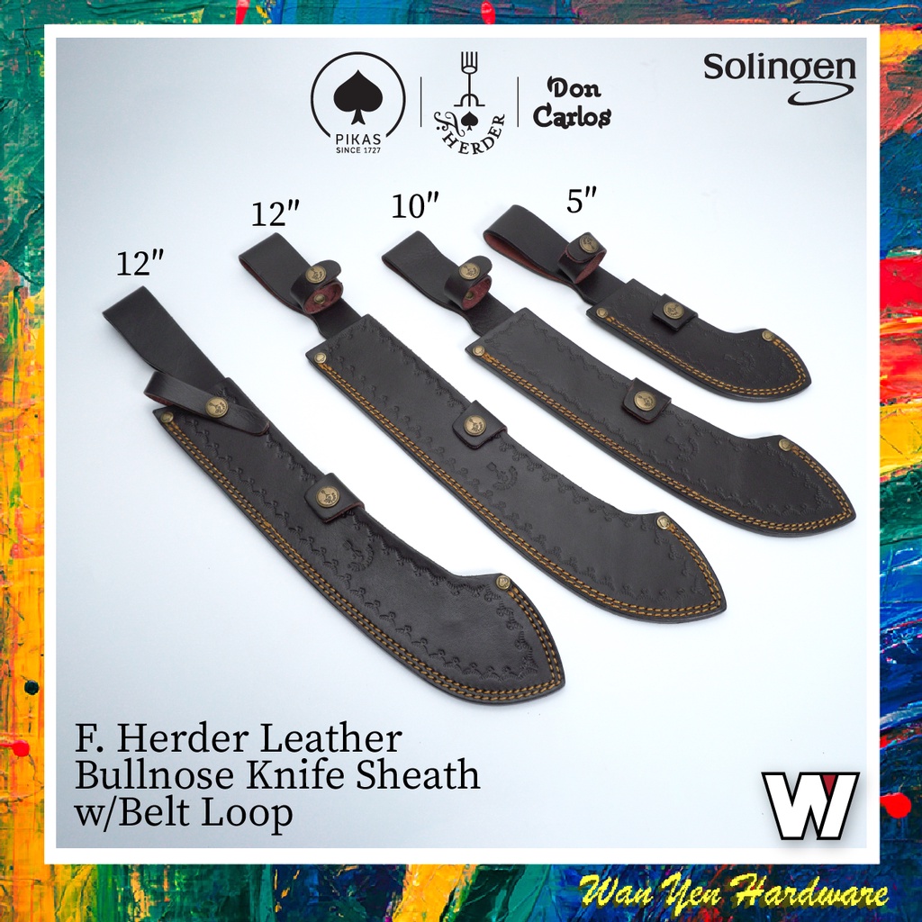 F. Herder 5 inch / 10 inch / 12 inch - Leather Knife Sheath with Belt ...