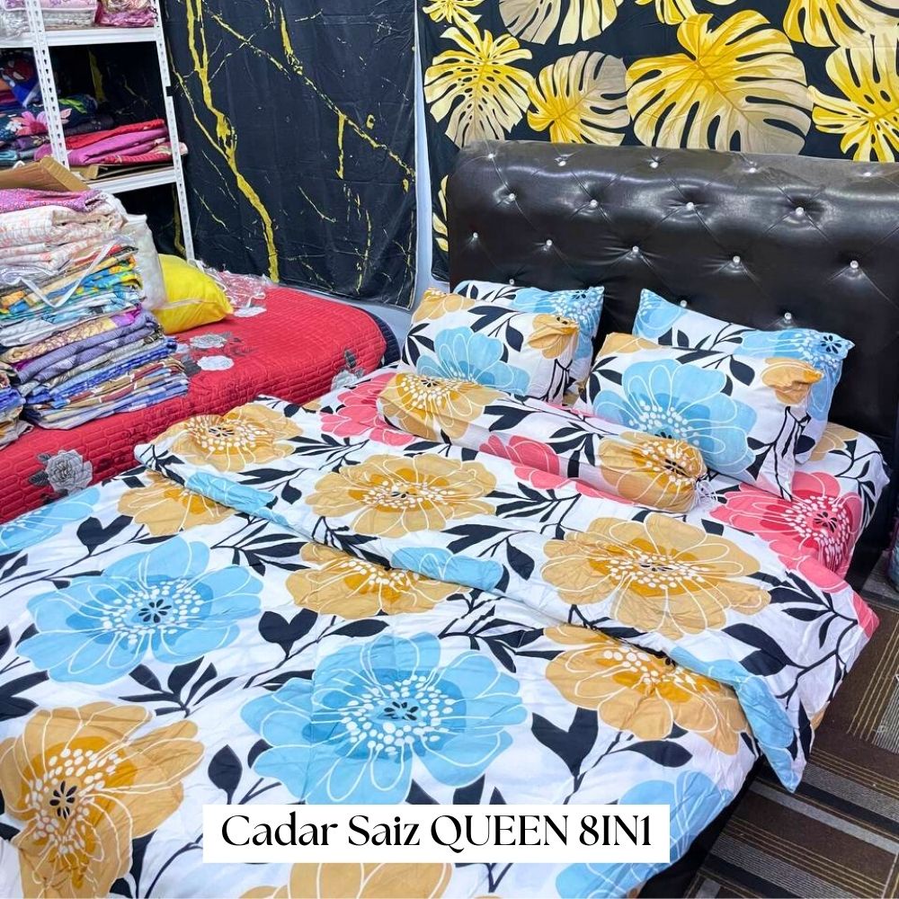 Cadar English Design 7 in 1 Comforter Fitted High Quality Queen Size ...