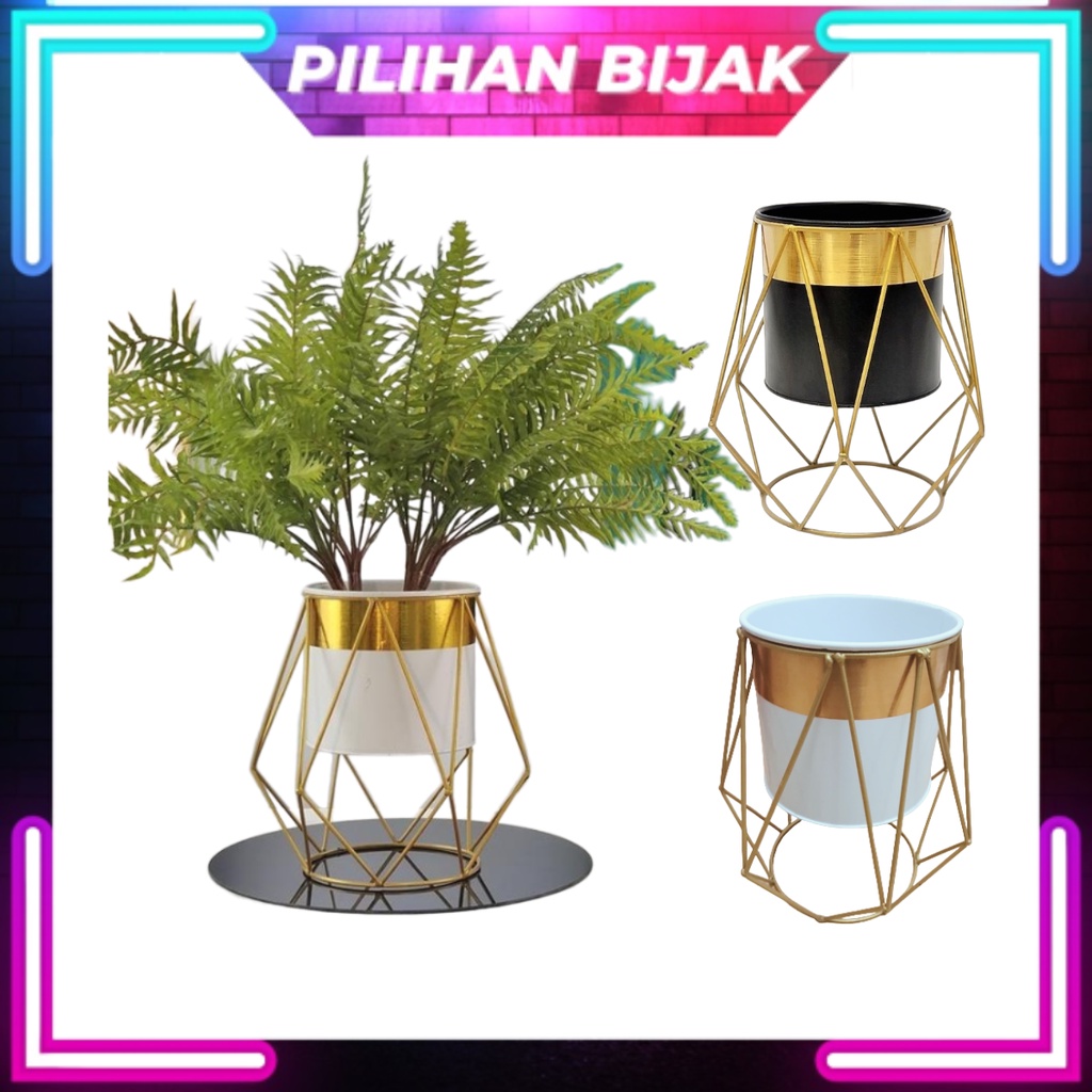 Metal Stand Vase Nordic Flower Pot Pasu Bunga Pasu Pokok Stand Pot ...