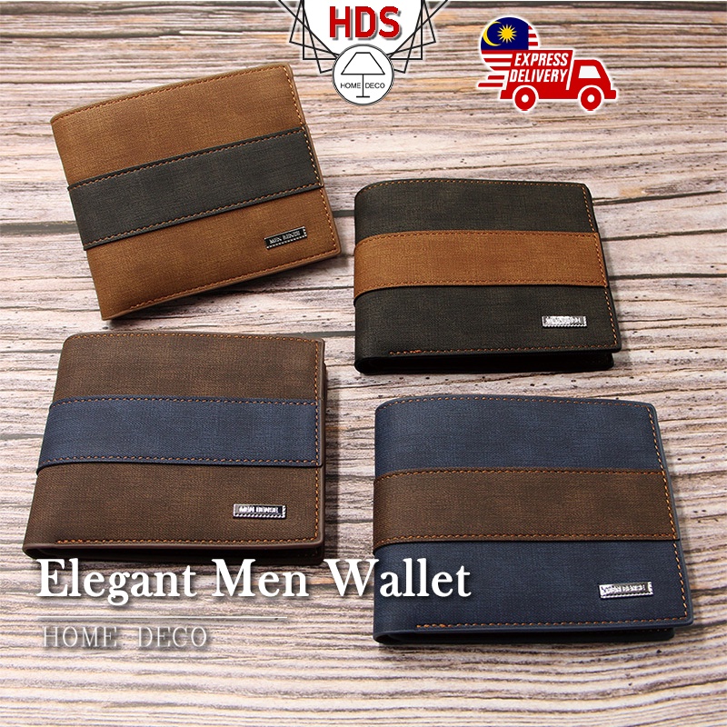 HDS Elegant Men Casual Leather Midline Short Wallets Dompet Pemegang ...