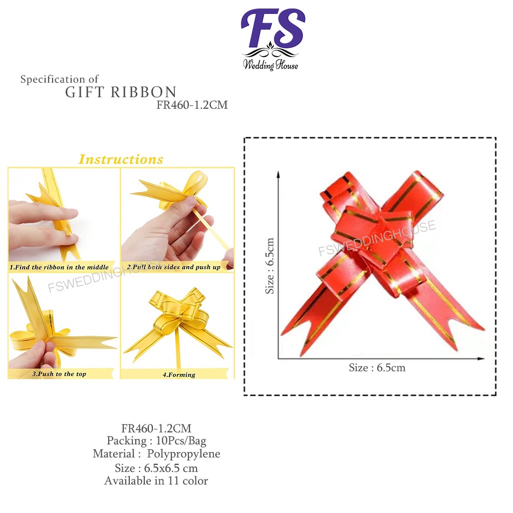 10PCS - MINI PULL RIBBON/BUNGA TARIK/GIFT RIBBON/拉花/BUNGA RIBEN/FLOWER ...