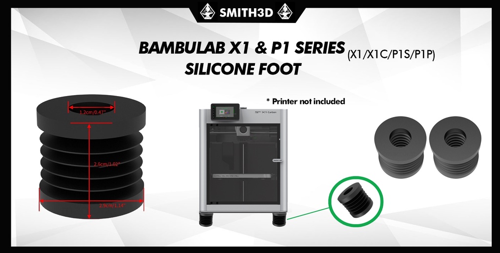 BAMBULAB X1 & P1 Series Anti Vibration Silicone Foot, Stabilizer for 3D ...