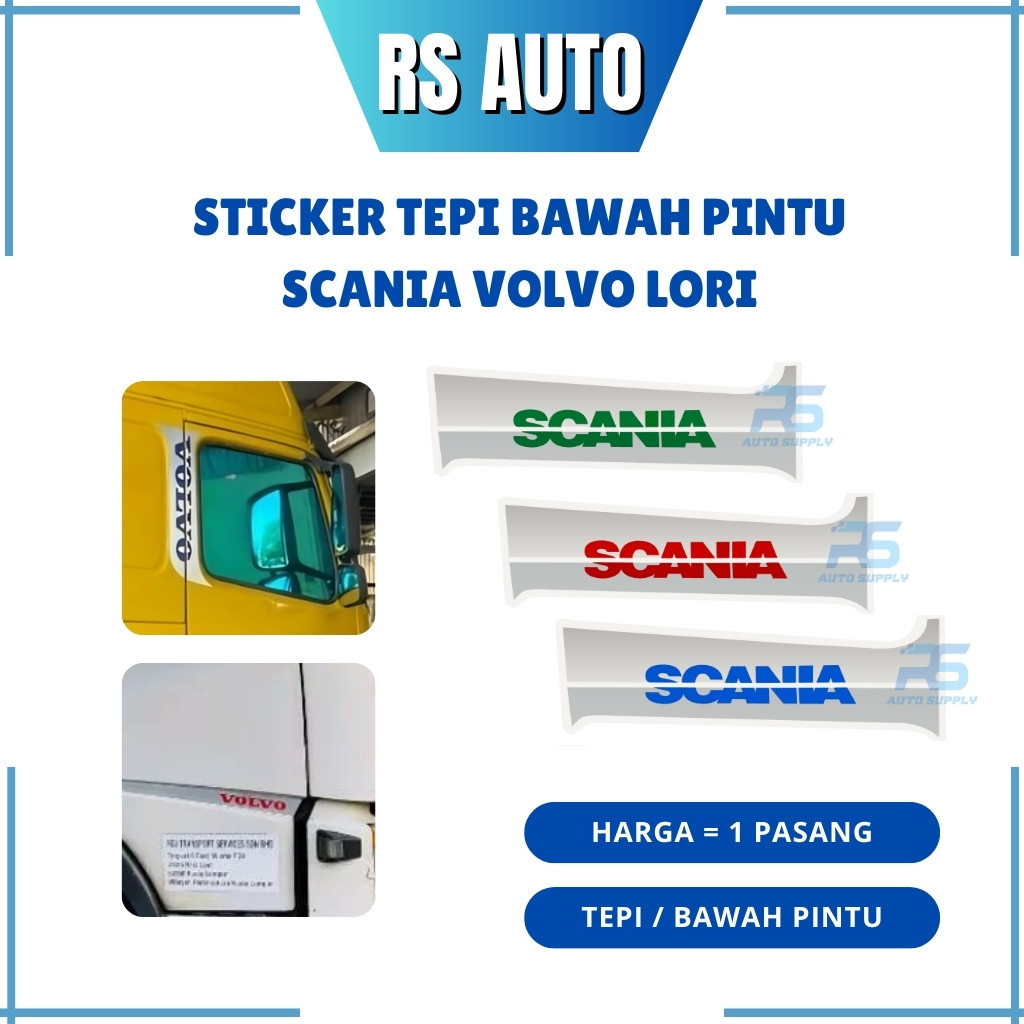 1 Set Sticker Lekat Tepi Pintu Lori Trailer Volvo Scania Bwah Pintu ...