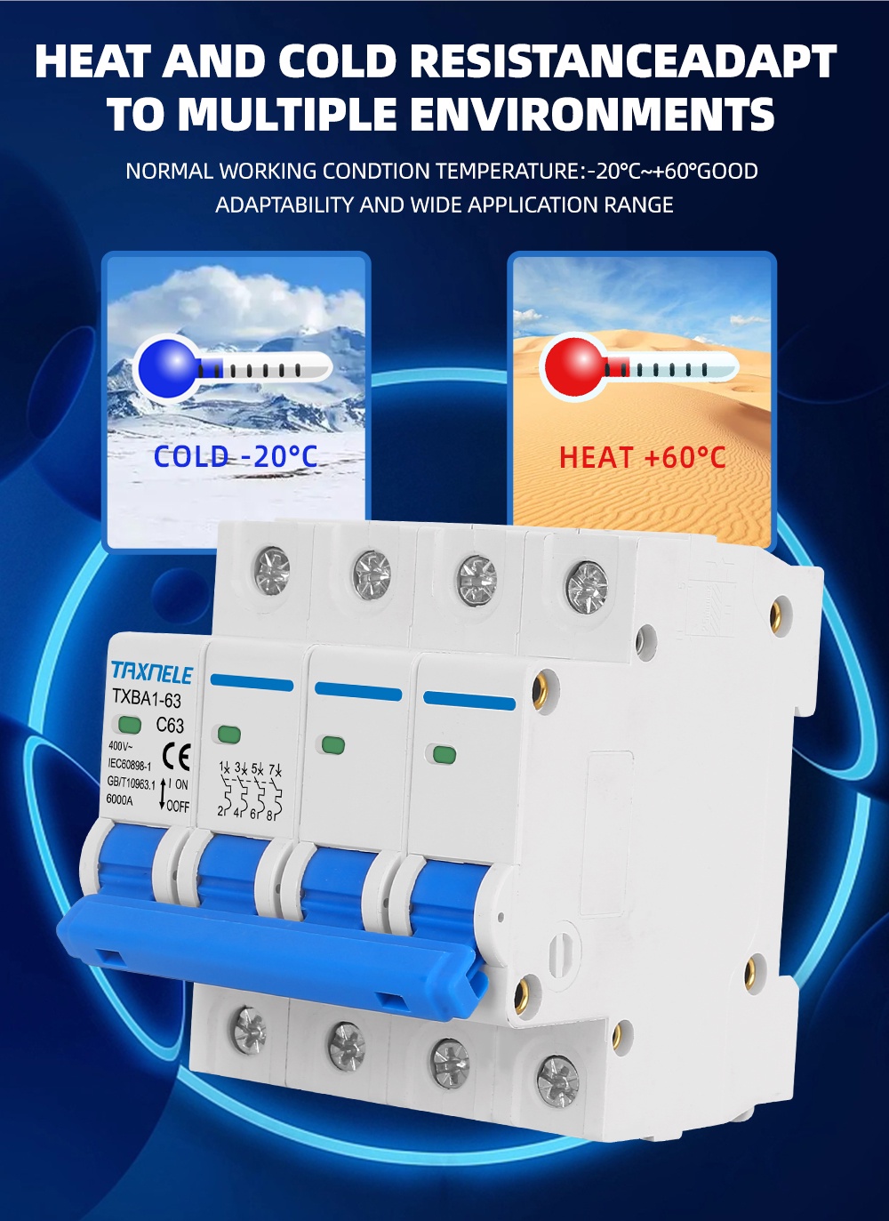 DZ47 400V 4P 6-63A C Type Mini Circuit Breaker MCB Short Overload ...
