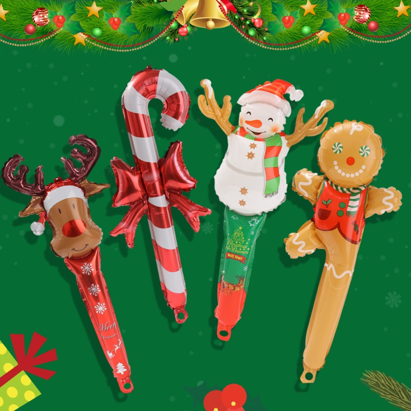 Aluminum Merry Christmas Large Handheld Balloon Sticks / Kids Christmas ...