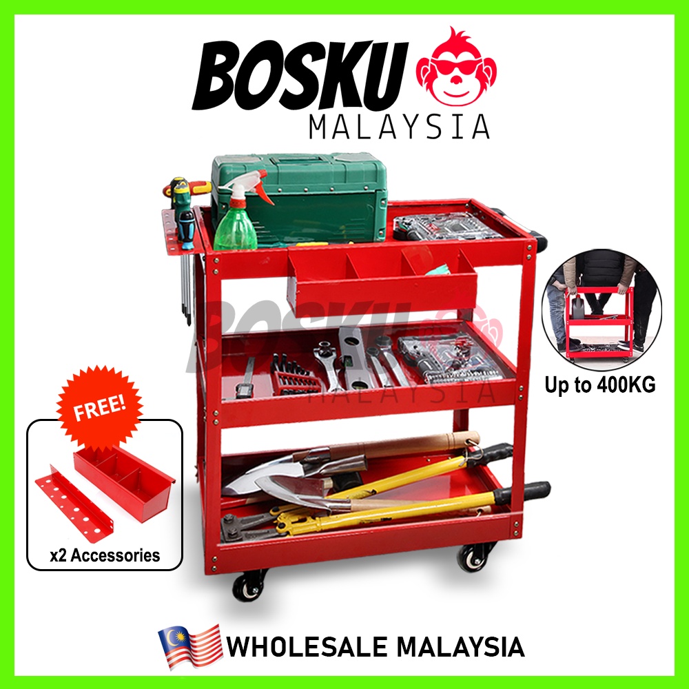 BOSKU 400KG 3 Layer Trolley Tools Cart Metal Steel Service Tool Storage ...