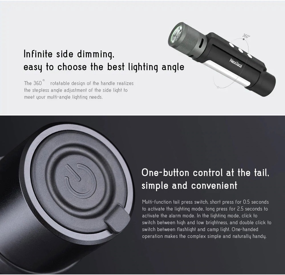 Nextool Mi 6in1 Torchlight Flashlight 1000lm IPX4 Alarm Magnet Camping ...