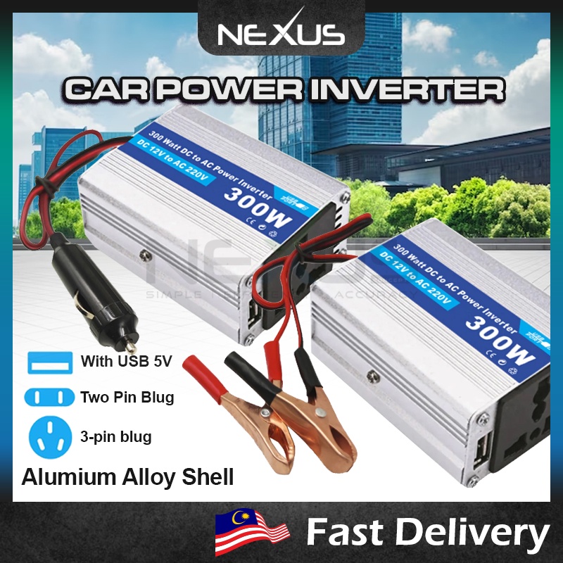 Nexus Car 300W Power Inverter, Dual USB LED, DC 12V to AC, Modified ...