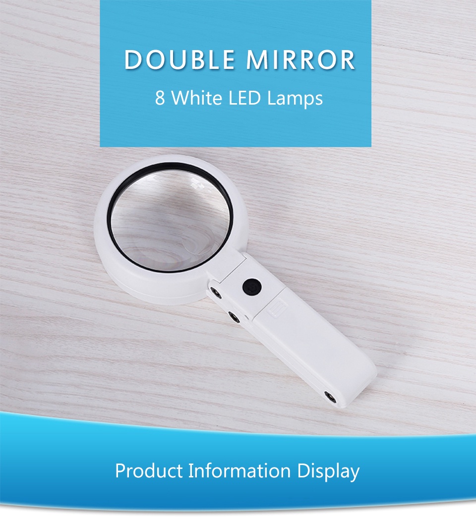 Portable Handheld Magnifying Glass with LED Light Foldable Desktop ...