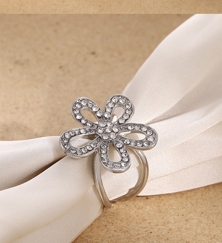 Flower Brooch Silk Scarf Buckle Alloy Rhinestone Shawl Buckle Headscarf ...