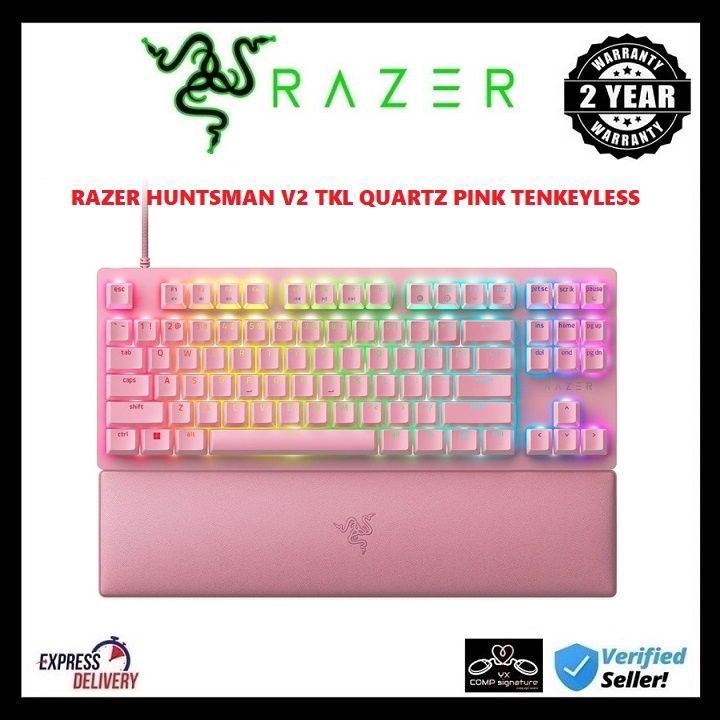 RAZER HUNTSMAN V2 TKL QUARTZ PINK TENKEYLESS OPTICAL GAMING KEYBOARD ...