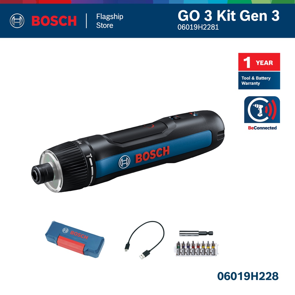 BOSCH Gen 3 GO 3 Kit Smart Screwdriver - 06019H2281 | Shopee Malaysia