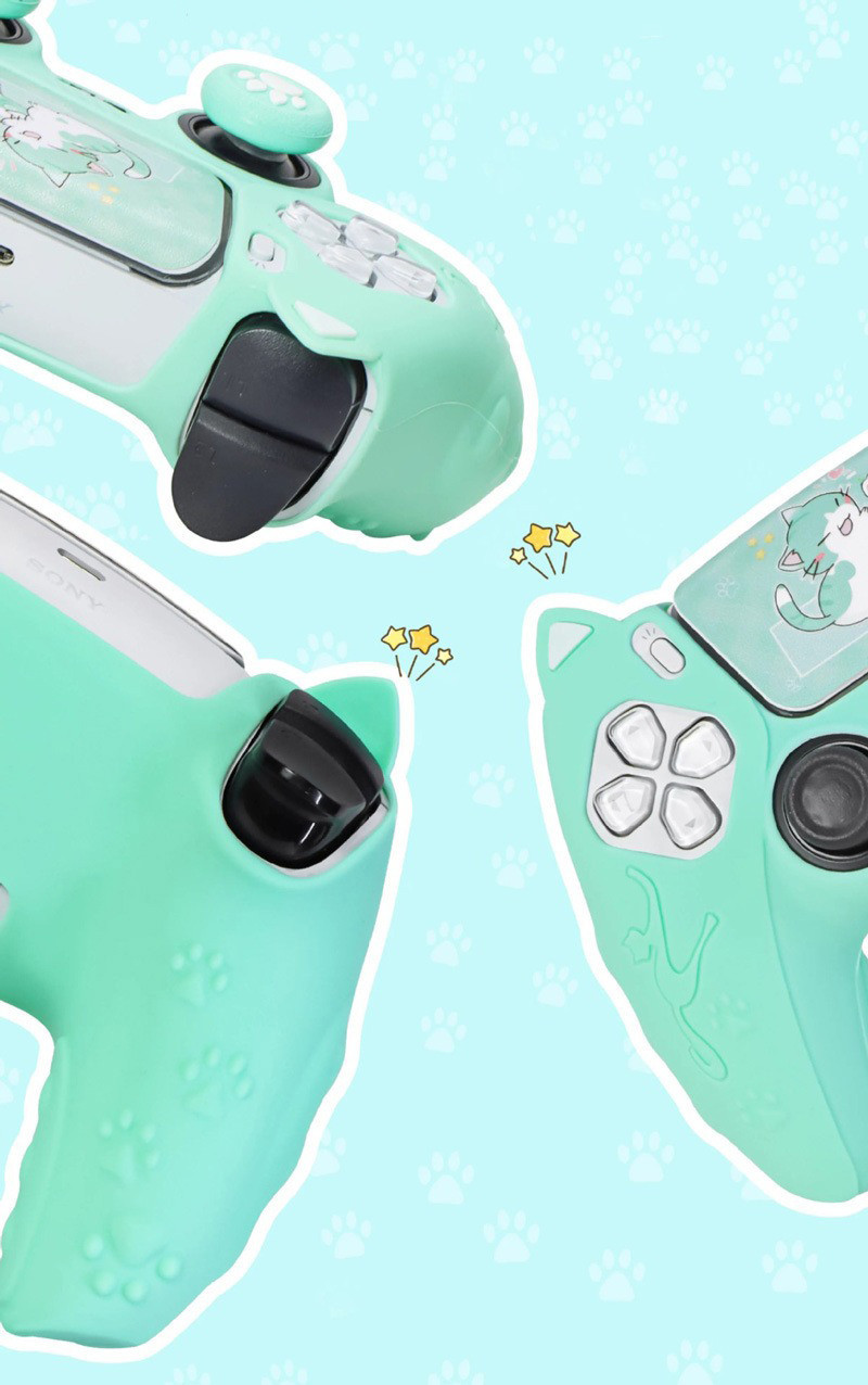 For PS5 /PS5 Slim /PS5 PRO Controller Case Set Silicone Cute Cat Thumb ...