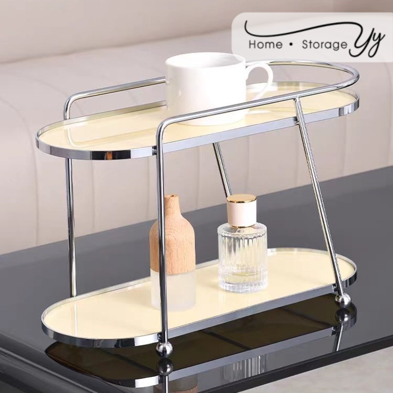 Johor Seller | 2-Tier Modern Clear Cream Acrylic Bathroom Cosmetic Desk ...