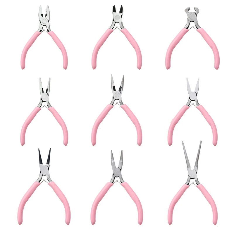 CRAFTYCAT Pink Metal Mini Jewelry Pliers, DIY Anti-slip Making Tools ...