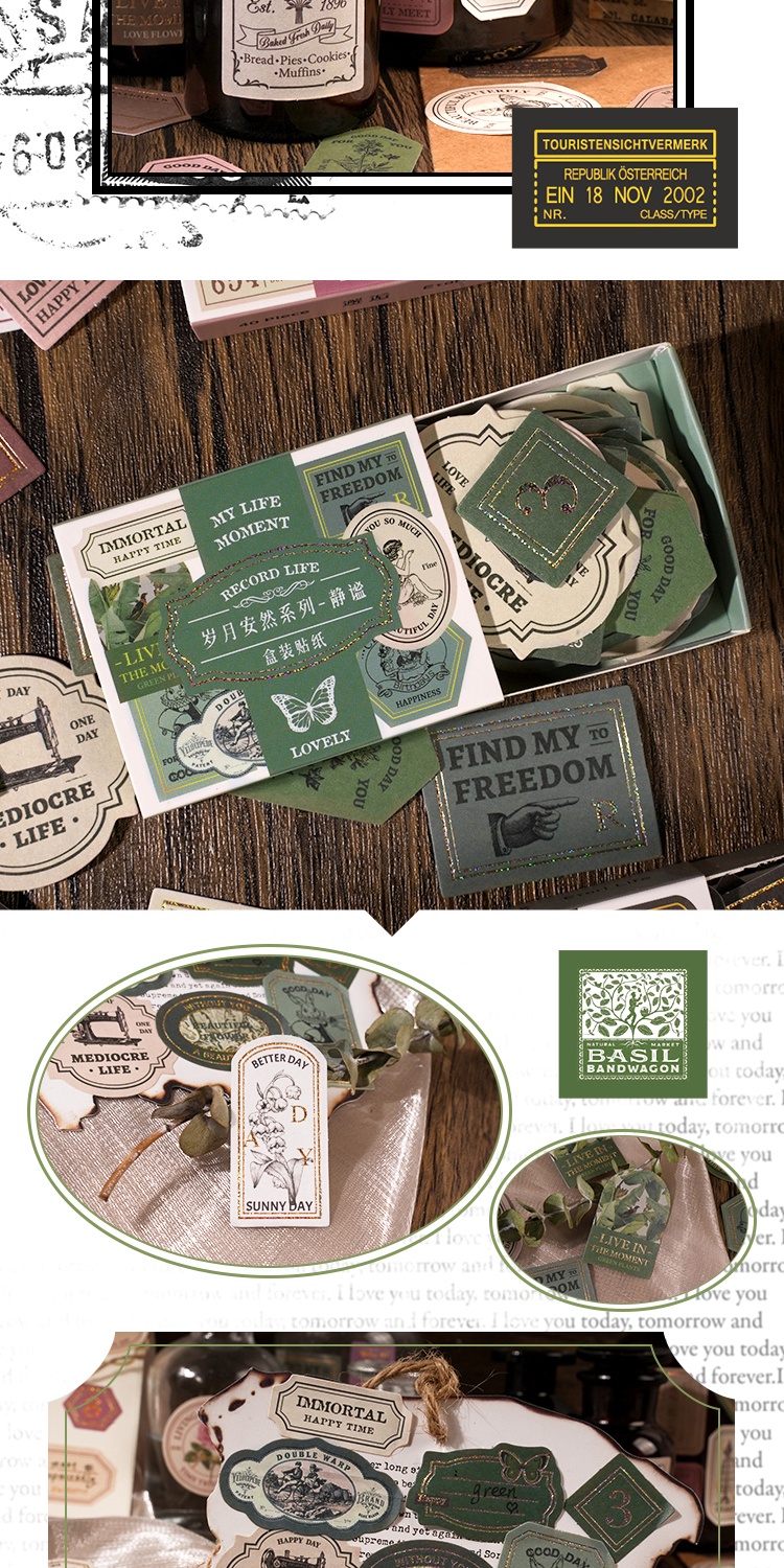 QOUZMO 40pcs/pack Vintage Junk journaling collage sticker[Time Enron ...