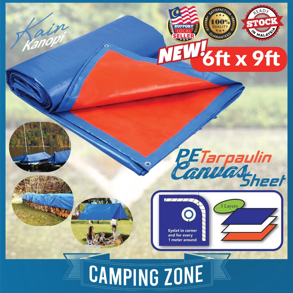 6' x 9' Multipurpose Waterproof PE Tarpaulin Canvas Sheet Truck Cover ...