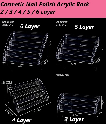 Acrylic Nail Polish Gel Display Rack 2 / 3 / 4 / 5 / 6 Layer Lipstick ...