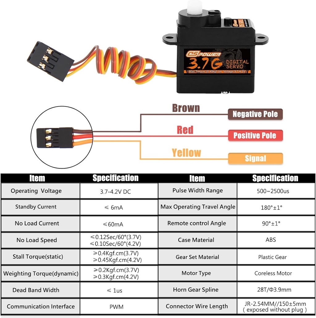 DSPOWER 3.7G Mini Micro Servo Digital Servo Waterproof Coreless Servo ...