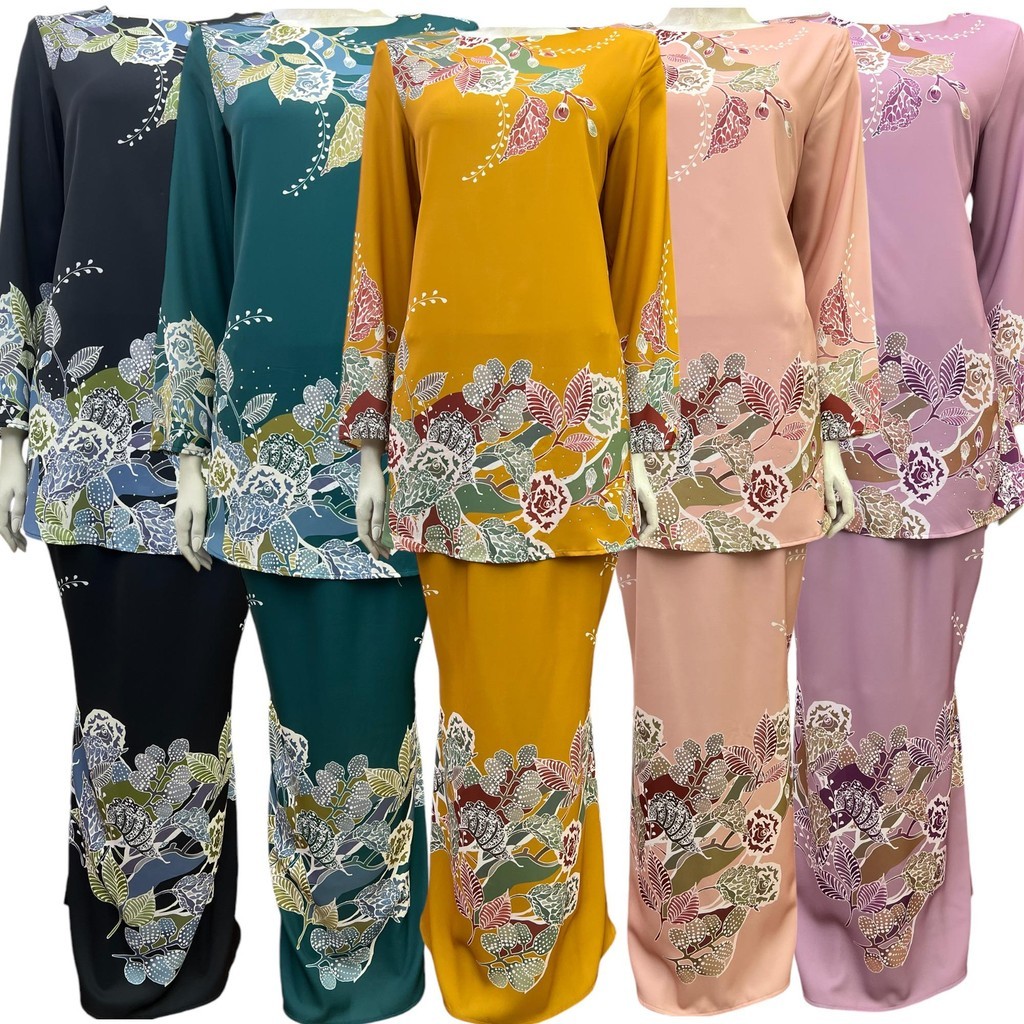 L00087 NAYA Kurung Moden Floral Fashion Kain Duyung ( Size: 38-50 ) | Shopee Malaysia