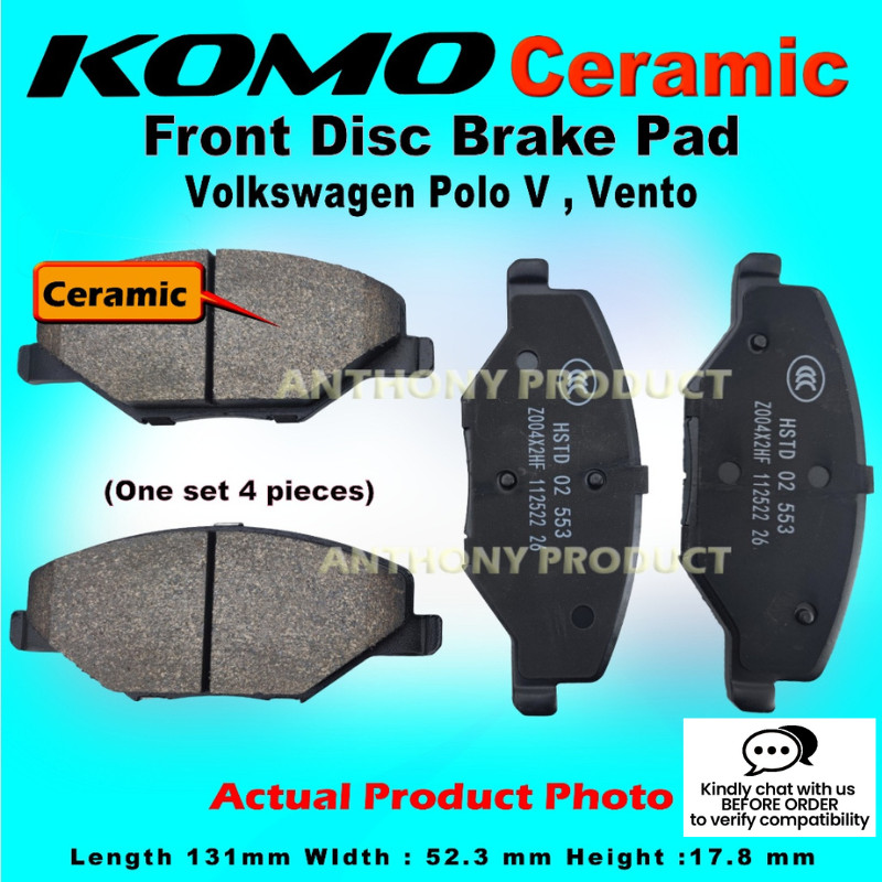 * Ceramic * Volkswagen Polo, Polo Sedan, Vento VW Front DIsc Brake Pad ...